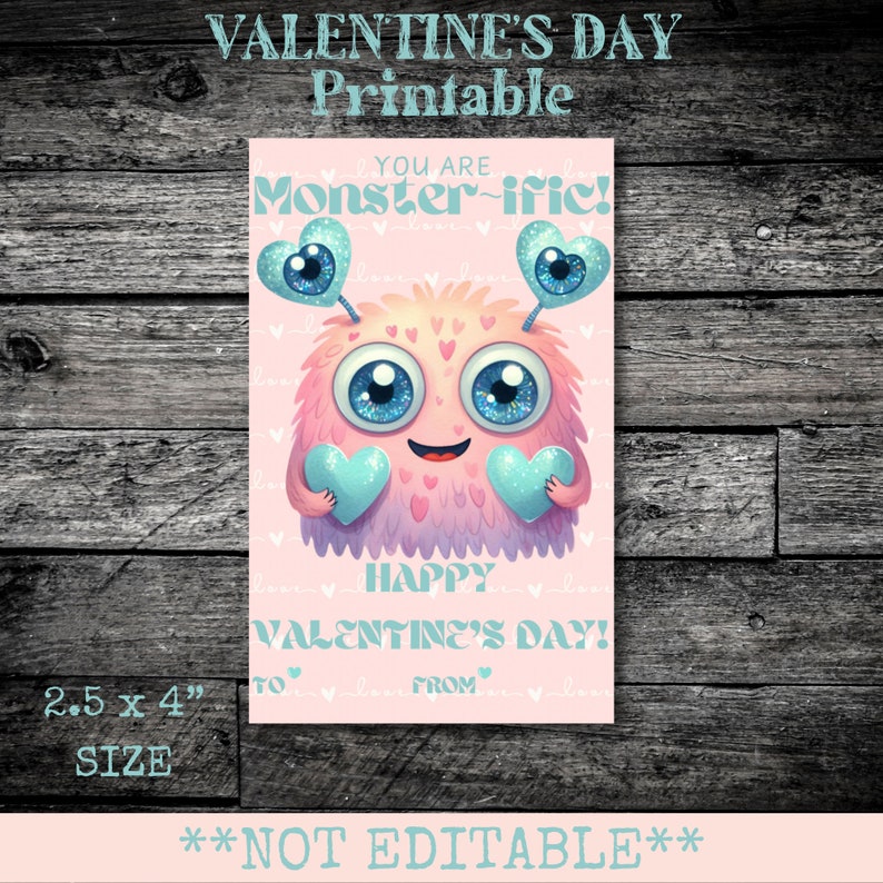 PRINTABLE Valentine, Printable Card, Classroom Valentine Card, School ...