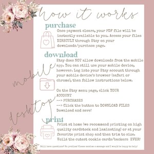 Valentine Gingham Cookie Card, Cookie Card, Printable Cookie Card ...