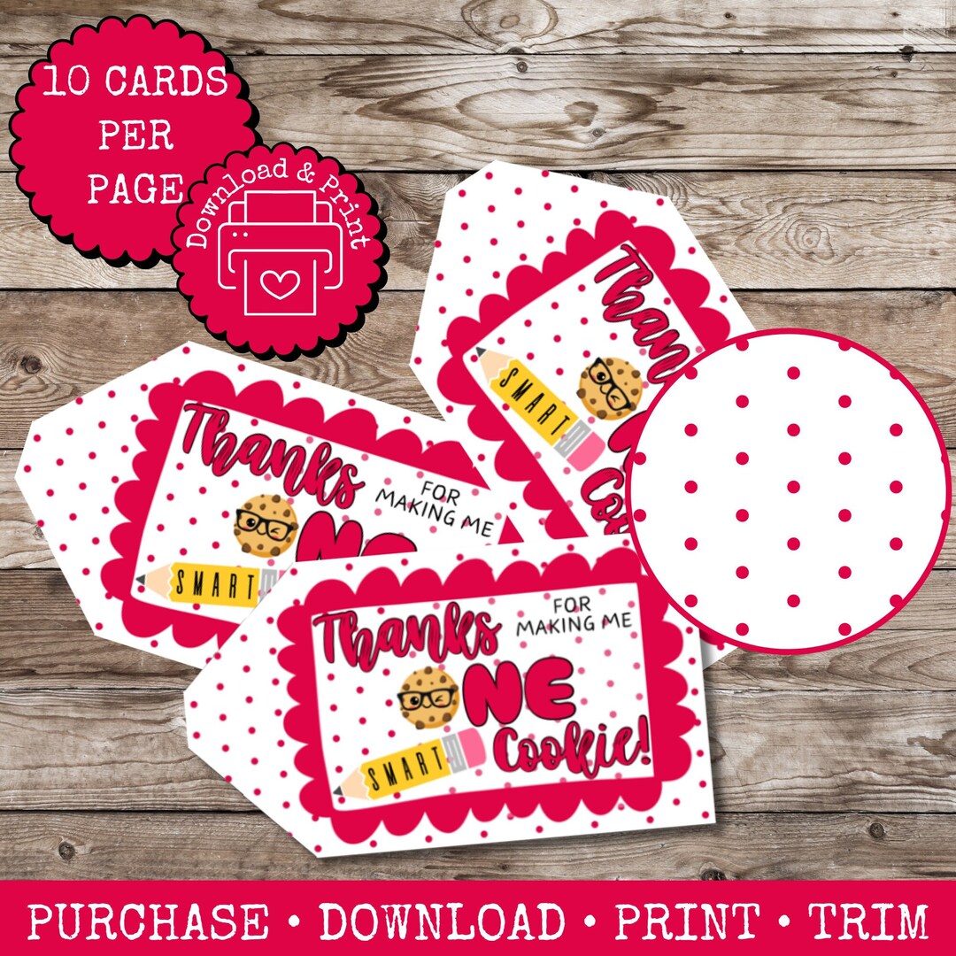 One Smart Cookie Tag, Printable Party Favor Tags, Digital Download Tag ...