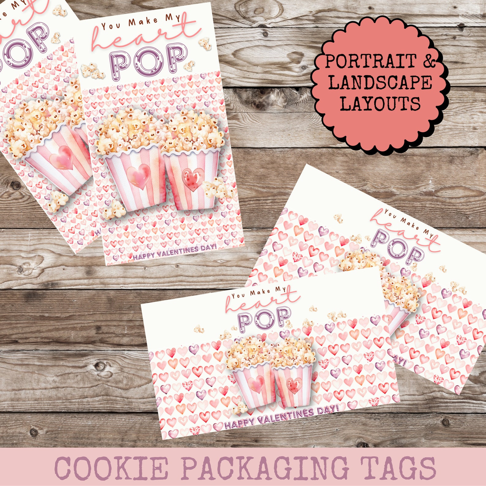 CANVA Editable BUNDLE, Valentine Cookie Care Card, Printable Cookie ...