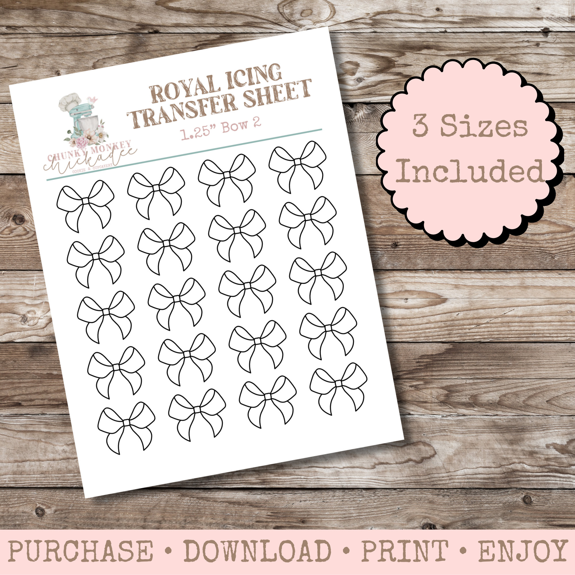 Bow Royal Icing Transfer Sheet, Royal Icing Template, Royal Icing ...