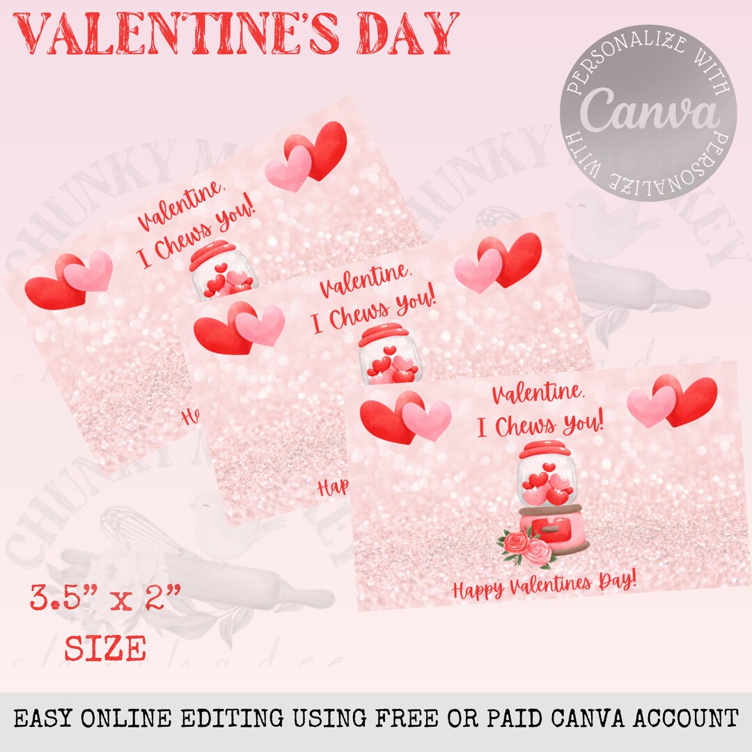 CANVA Editable I Chews You Valentines Day Tag, Printable Cookie Tag ...