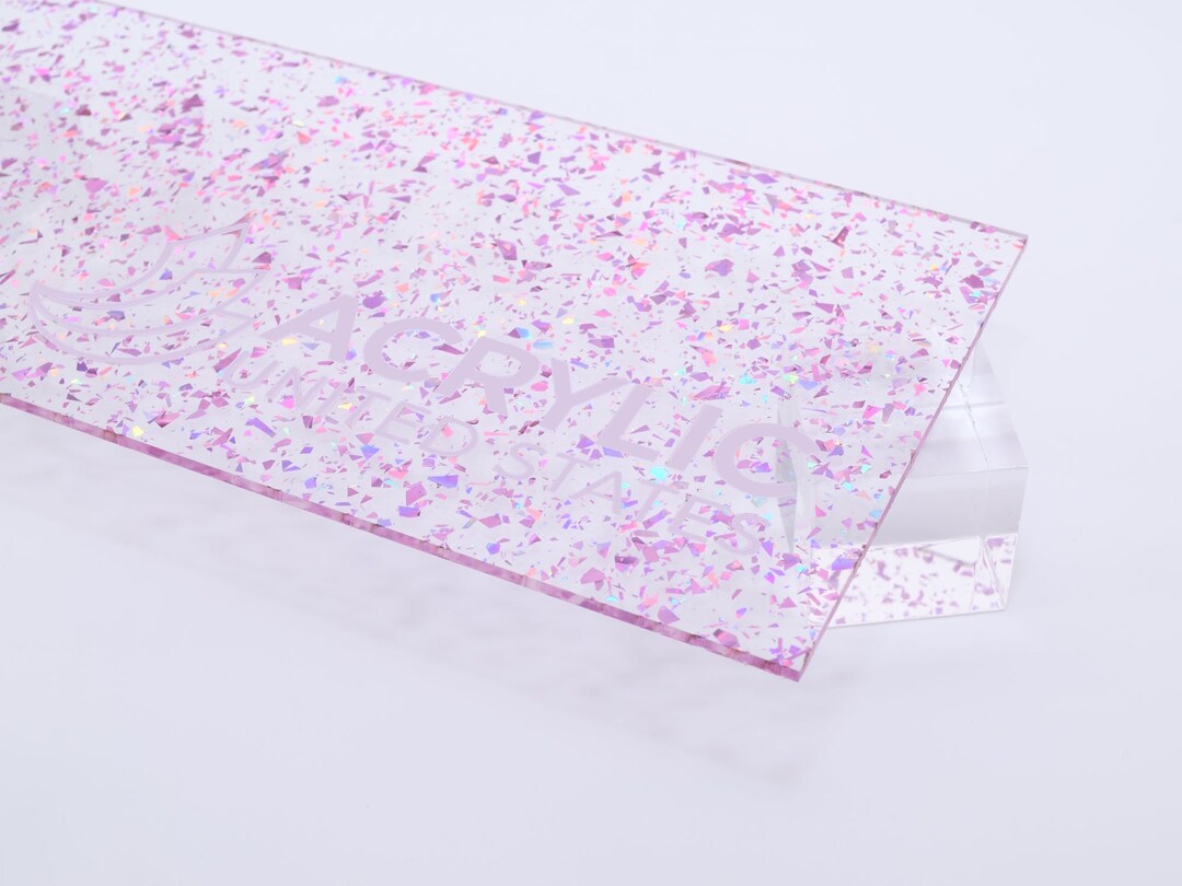 Acrylic Sheet 1/8" Holographic Pink Flakes - Plexiglass Plastic Acrylic ...