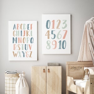 Pastel Alphabet and Numbers Posters, ABC Print, Printable Educational ...