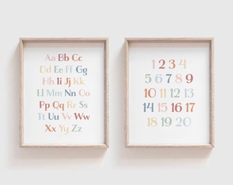 Set of 2 Abcs and 123s Alphabet Wall Art Print ABC Poster - Etsy