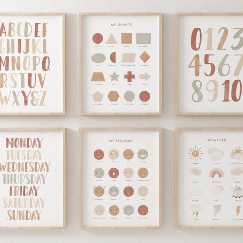 Neutral Classroom Decor Set of 6 Prints Animal Alphabet - Etsy