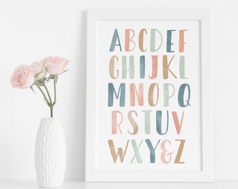 Navy Blue Alphabet Poster ABC Print PRINTABLE Wall Art Kids | Etsy