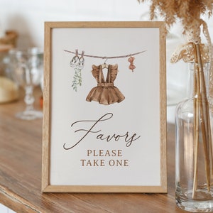 Boho Baby Clothes Baby Shower Favors Sign, Clothesline Girl Baby Shower ...