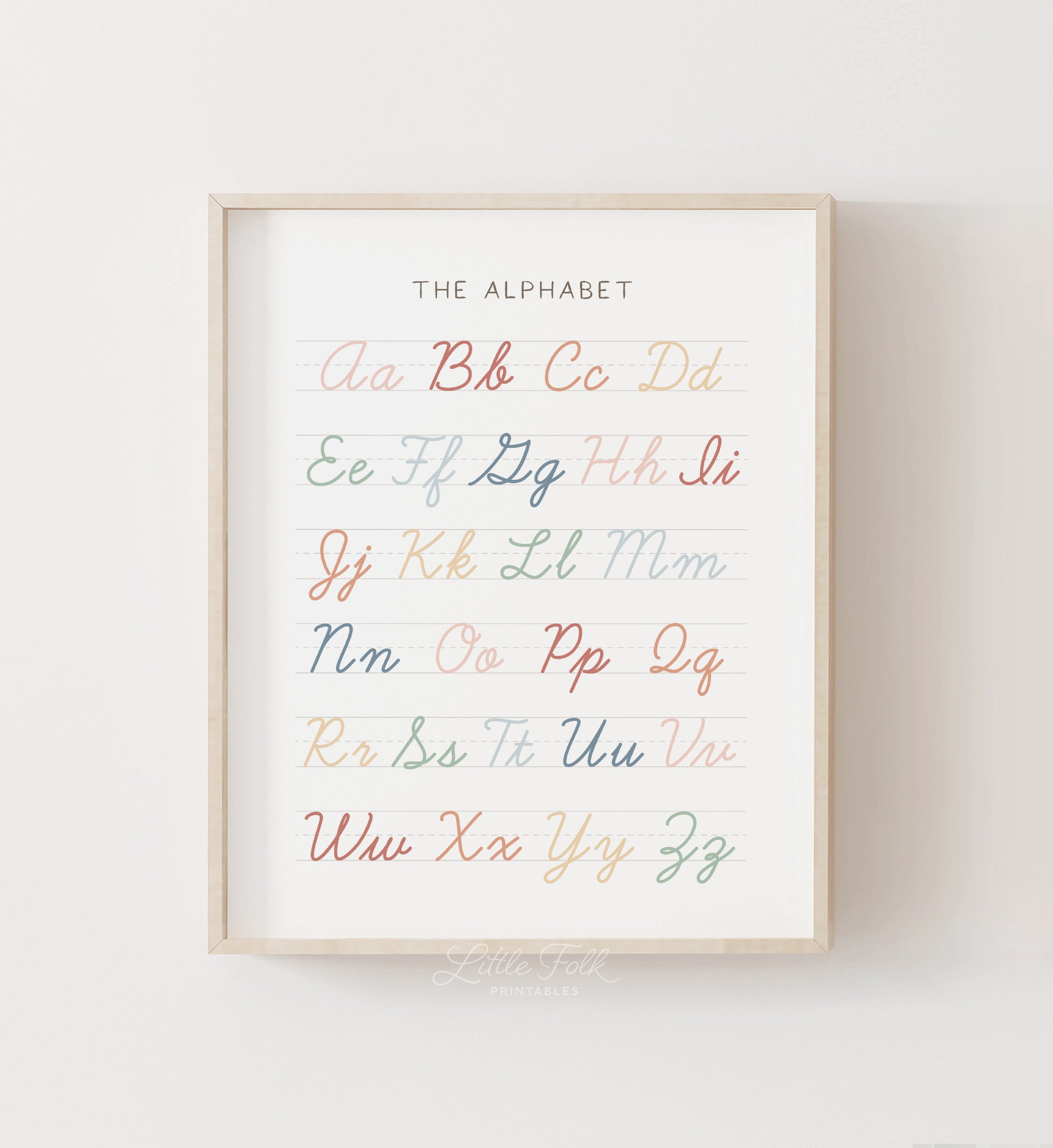 Rainbow Cursive Alphabet Poster, Handwriting Chart Print, Educational ...