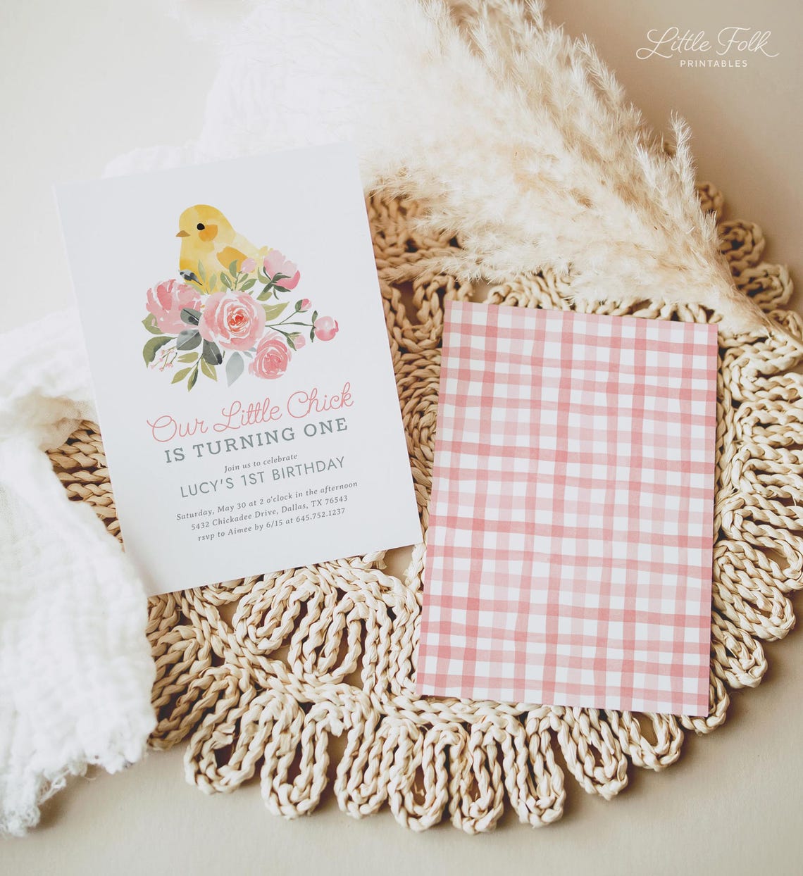 Chick 1st Birthday Invitation Template, Our Little Chick is Turning One ...