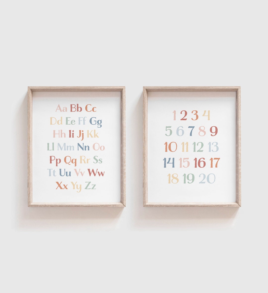Rainbow Alphabet and Numbers Posters, ABC Print, Printable Educational ...