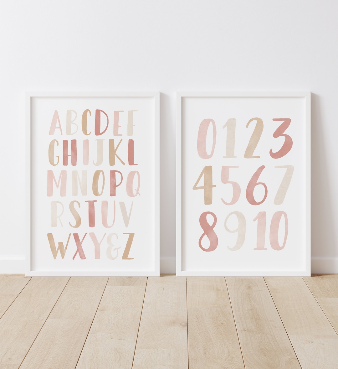 Neutral Alphabet and Numbers Set of 2 Prints, Printable Educational ...