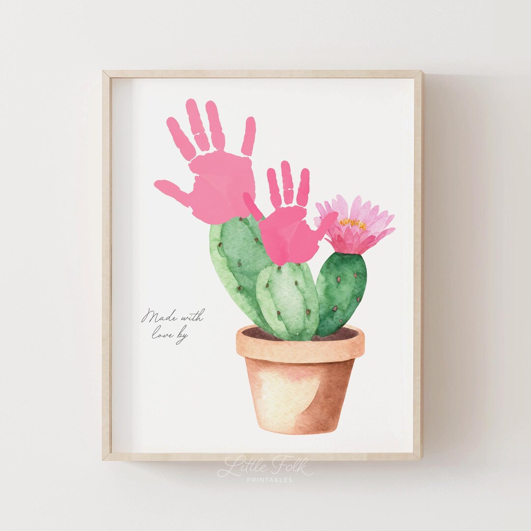Mother's Day Handprint Art Printable, Cactus Hand Print Craft, Gift for ...