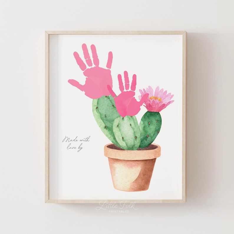 Mother's Day Handprint Art Printable, Cactus Hand Print Craft, Gift for ...