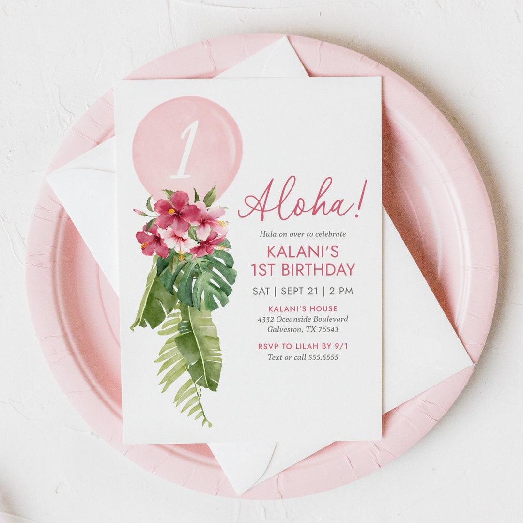 Luau 1st Birthday Invitation Template, Tropical Luau Birthday Invite ...