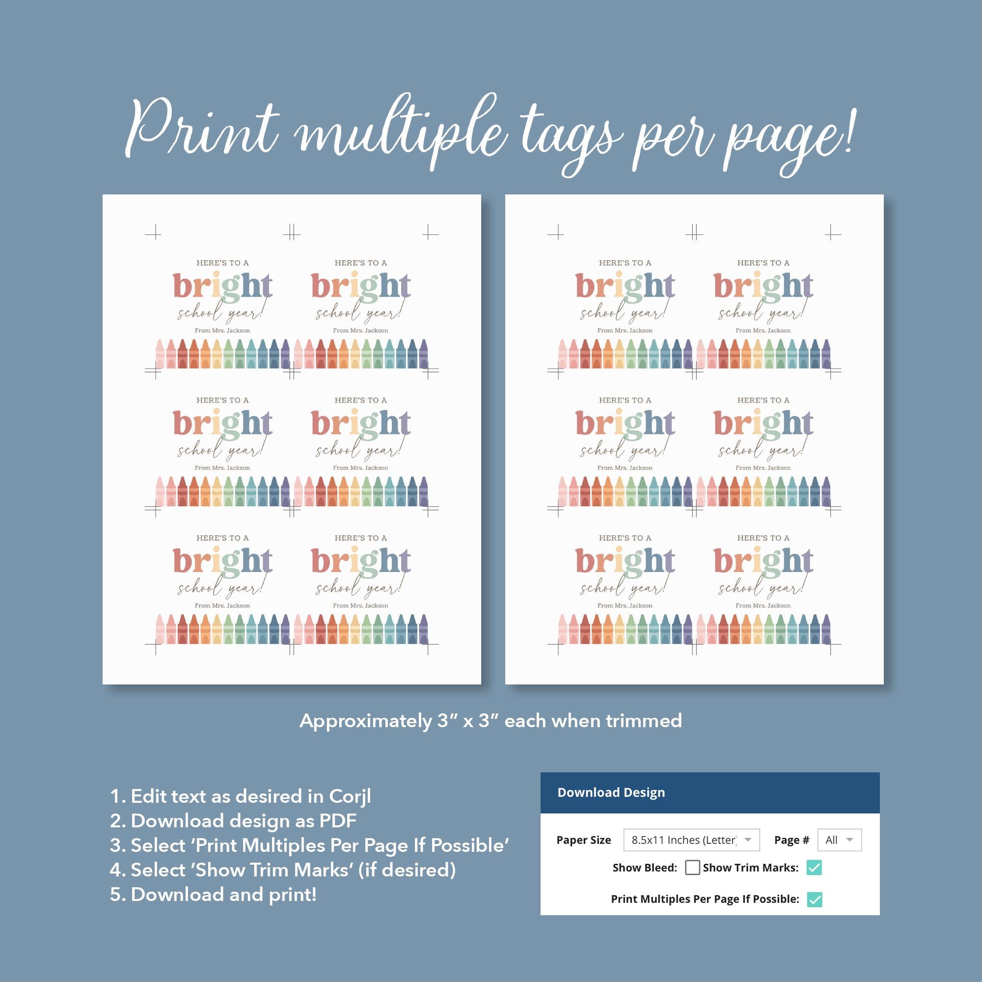 Bright School Year First Day of School Tag Template, Printable Rainbow ...