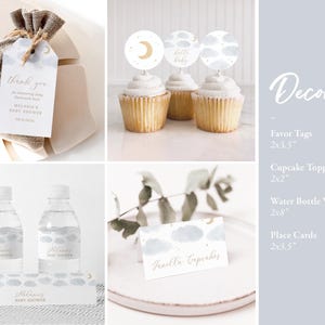 Over the Moon Baby Shower Invitation Bundle, Printable Moon and Stars ...