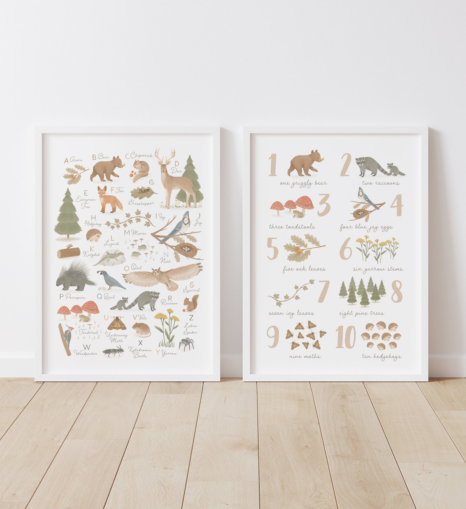 Woodland Alphabet Poster Woodland Alphabet and Numbers - Etsy