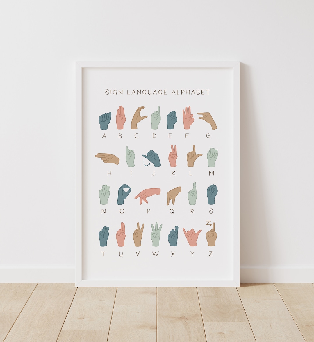 American Sign Language Poster, Printable ASL Alphabet Wall Art, Pastel ...
