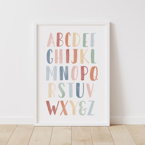Alphabet Poster Handwriting Chart ABC Print Educational - Etsy