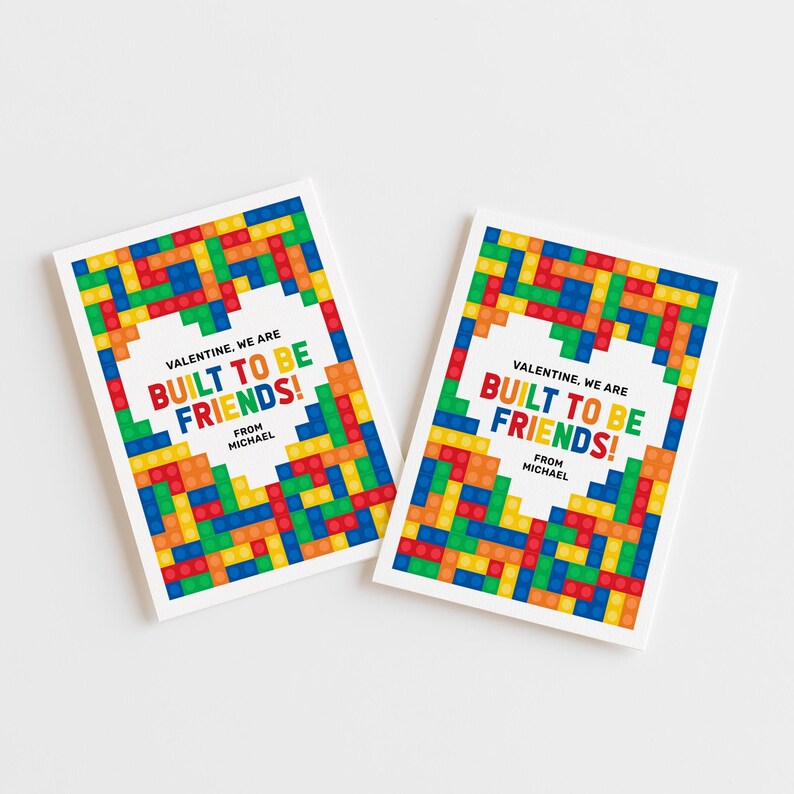 Printable Building Brick Valentine's Day Card, We Are Built to Be ...