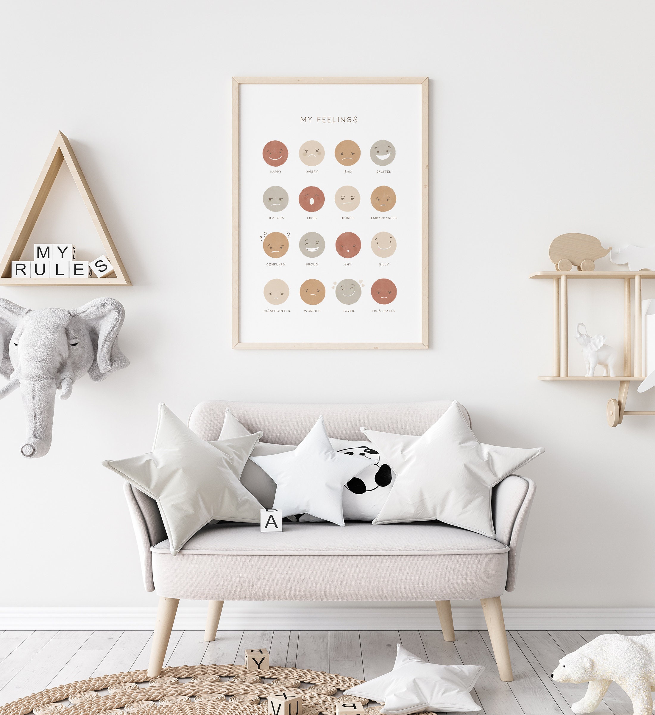 Neutral Feelings Chart, Emotions Print, PRINTABLE Wall Art, Montessori ...