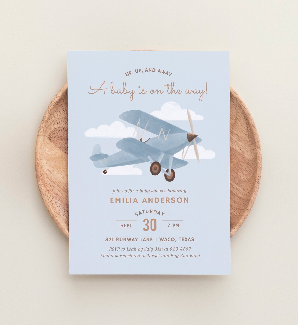 Airplane Baby Shower Invitation Editable Vintage Travel Baby - Etsy