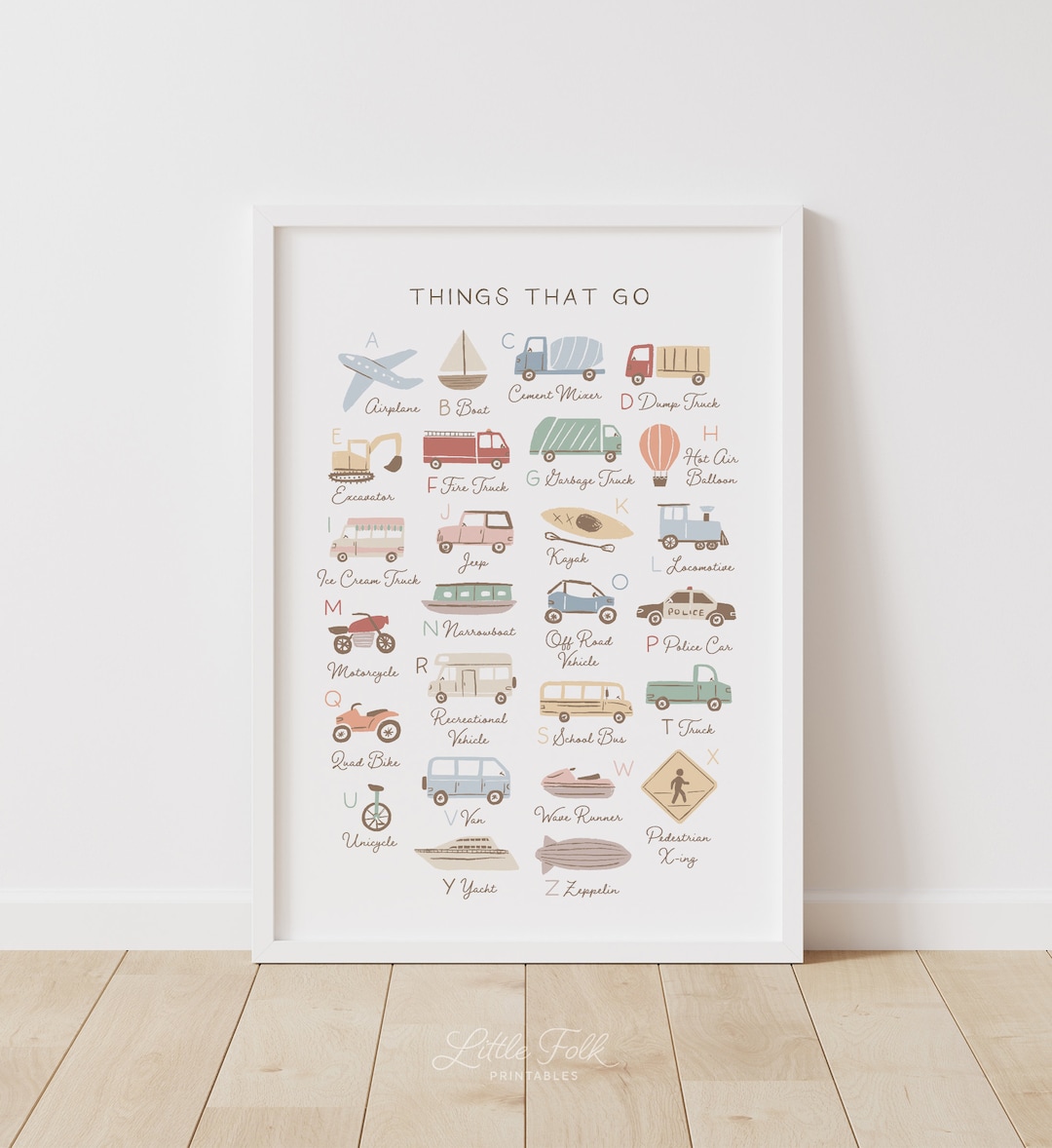 Transportation Alphabet Poster, Printable Vehicle ABC Print ...