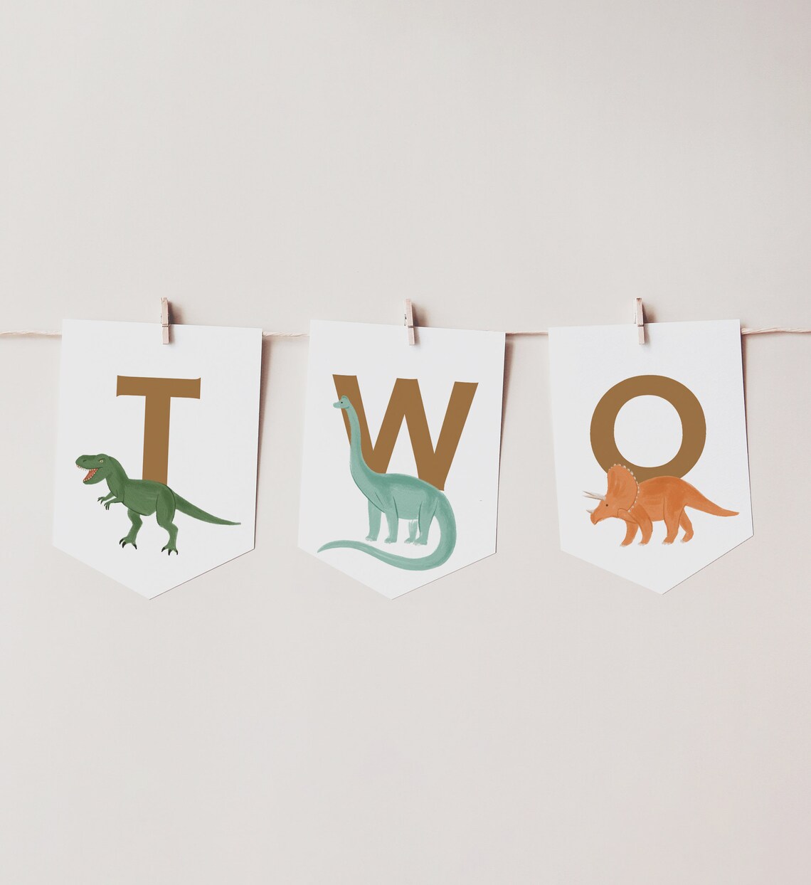 Dinosaur 2nd Birthday Party Highchair Banner, Printable Dinosaur ...