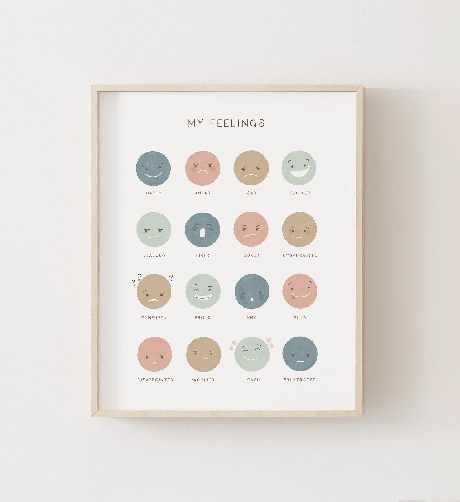 Pastel Feelings Chart, Emotions Print, PRINTABLE Wall Art, Montessori ...