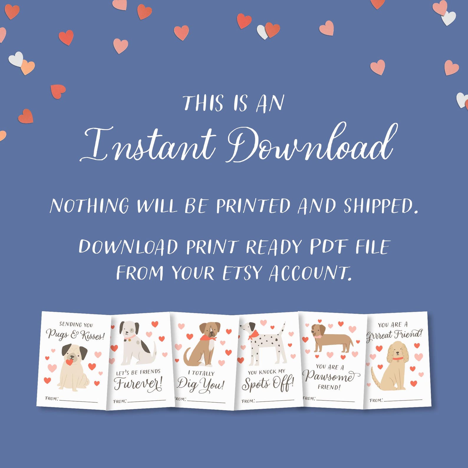 Printable Dog Valentine's Day Cards, Kids Dog Valentine Tags, Kids ...