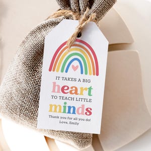 Rainbow Teacher Appreciation Week Tag Template, Printable Thank You ...