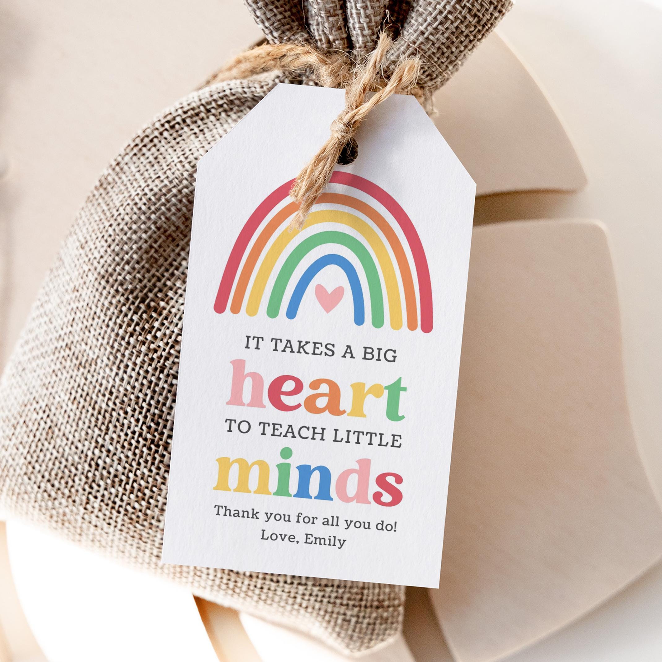 Rainbow Teacher Appreciation Week Tag Template, Printable Thank You ...