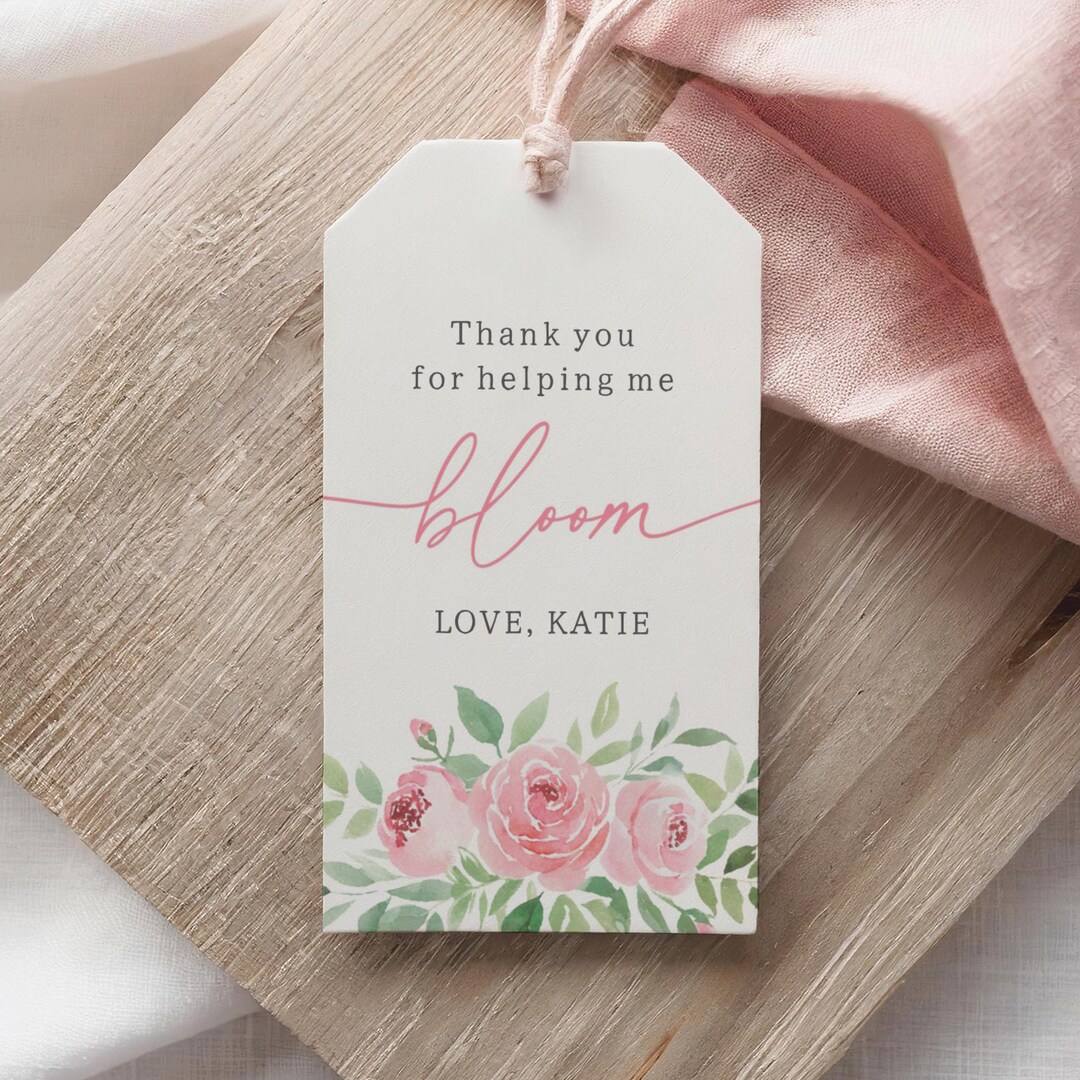 Floral Teacher Gift Tag Template, Thanks for Helping Me Bloom, Teacher ...