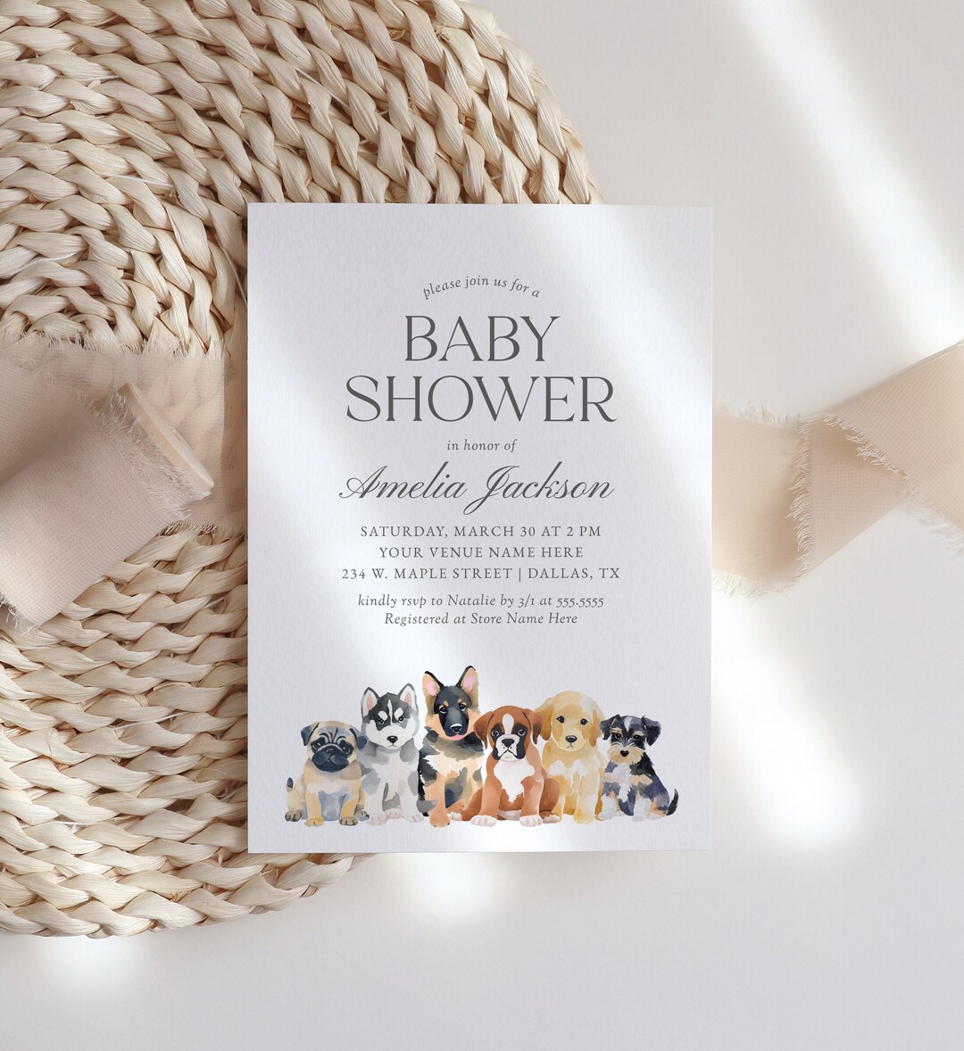 Puppy Baby Shower Invitation, Editable Dog Baby Shower Invite ...