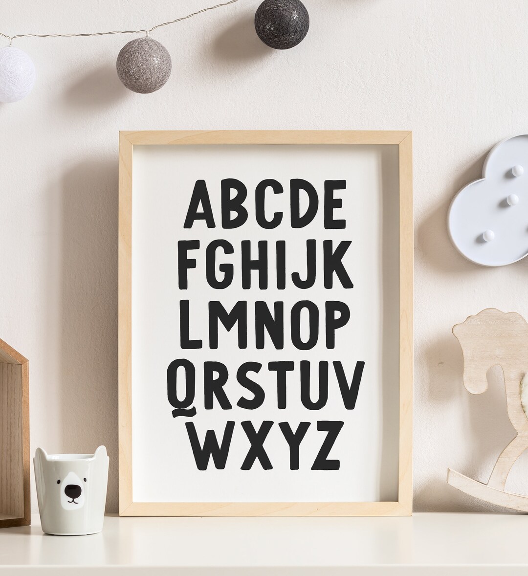 Black Alphabet Poster, ABC Print, Printable Educational Wall Art, Kids ...