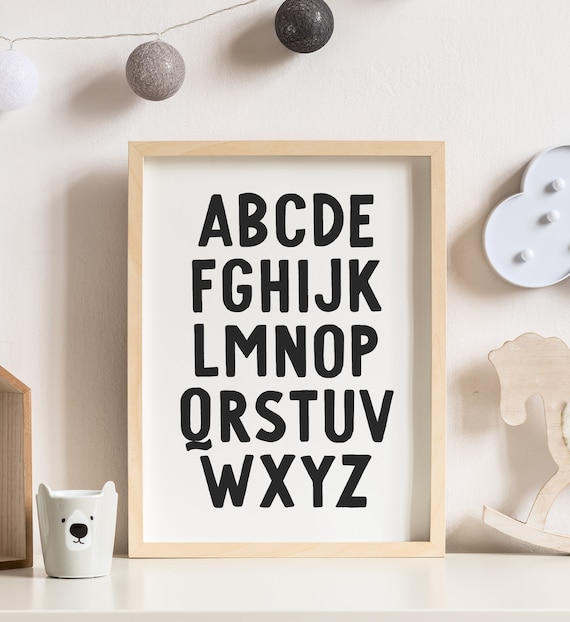 Black Alphabet Poster ABC Print Educational Wall Art - Etsy