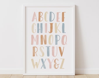 Navy Blue Alphabet Poster ABC Print PRINTABLE Wall Art Kids | Etsy