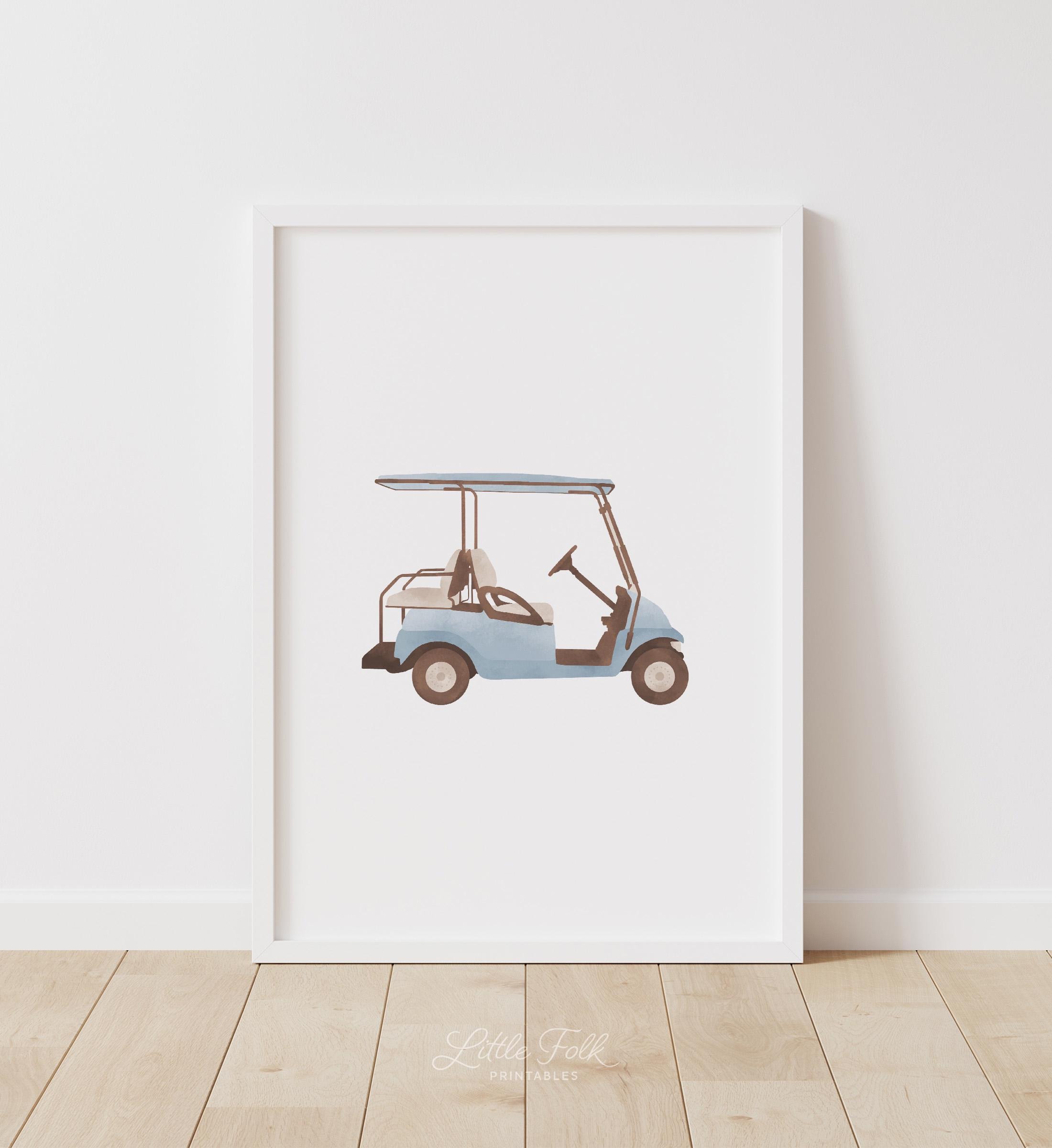 Vintage Golf Cart Print, Blue Golf Cart Wall Art, Printable Travel Wall ...