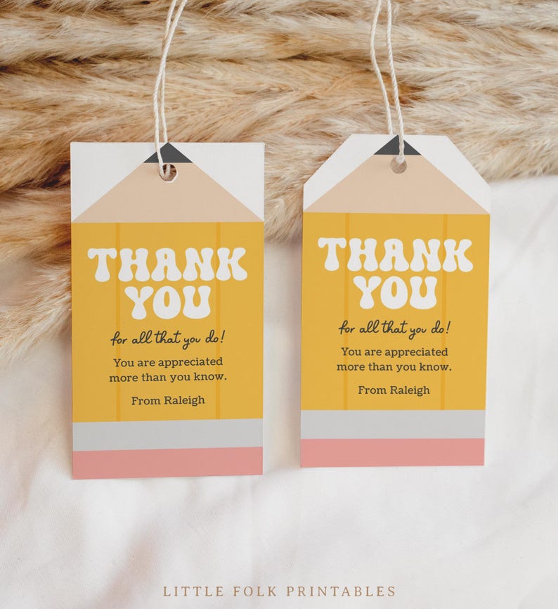 Teacher Appreciation Week Tag Template, Editable Pencil Teacher Gift ...