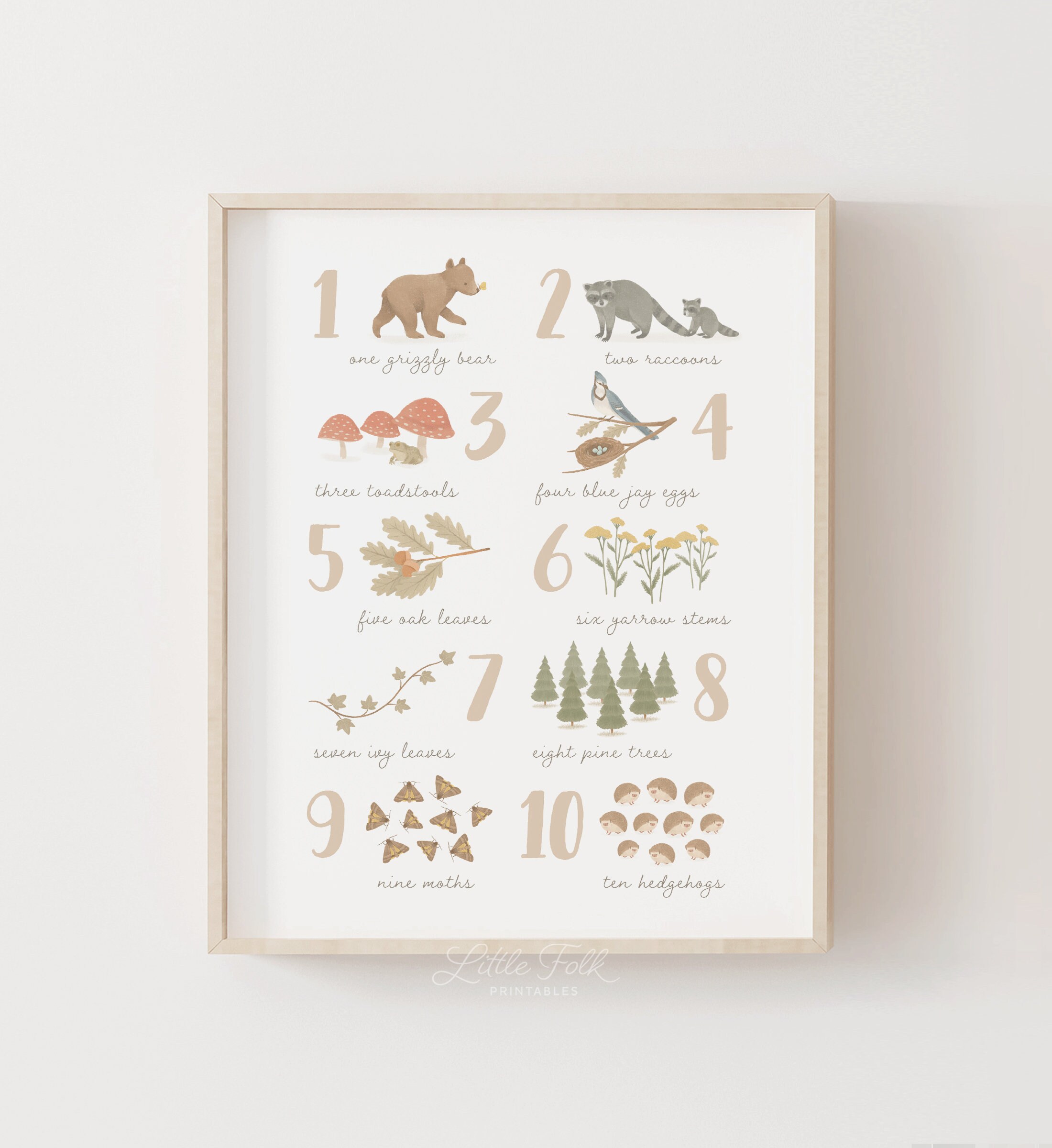 Woodland Counting Poster, Woodland Numbers Print, Woodland Nursery ...