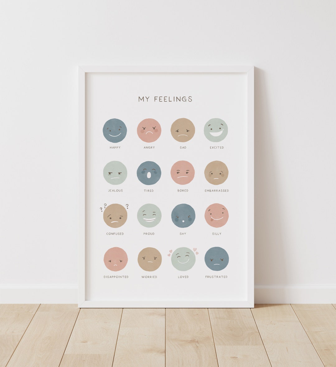 Pastel Feelings Chart, Emotions Print, PRINTABLE Wall Art, Montessori ...