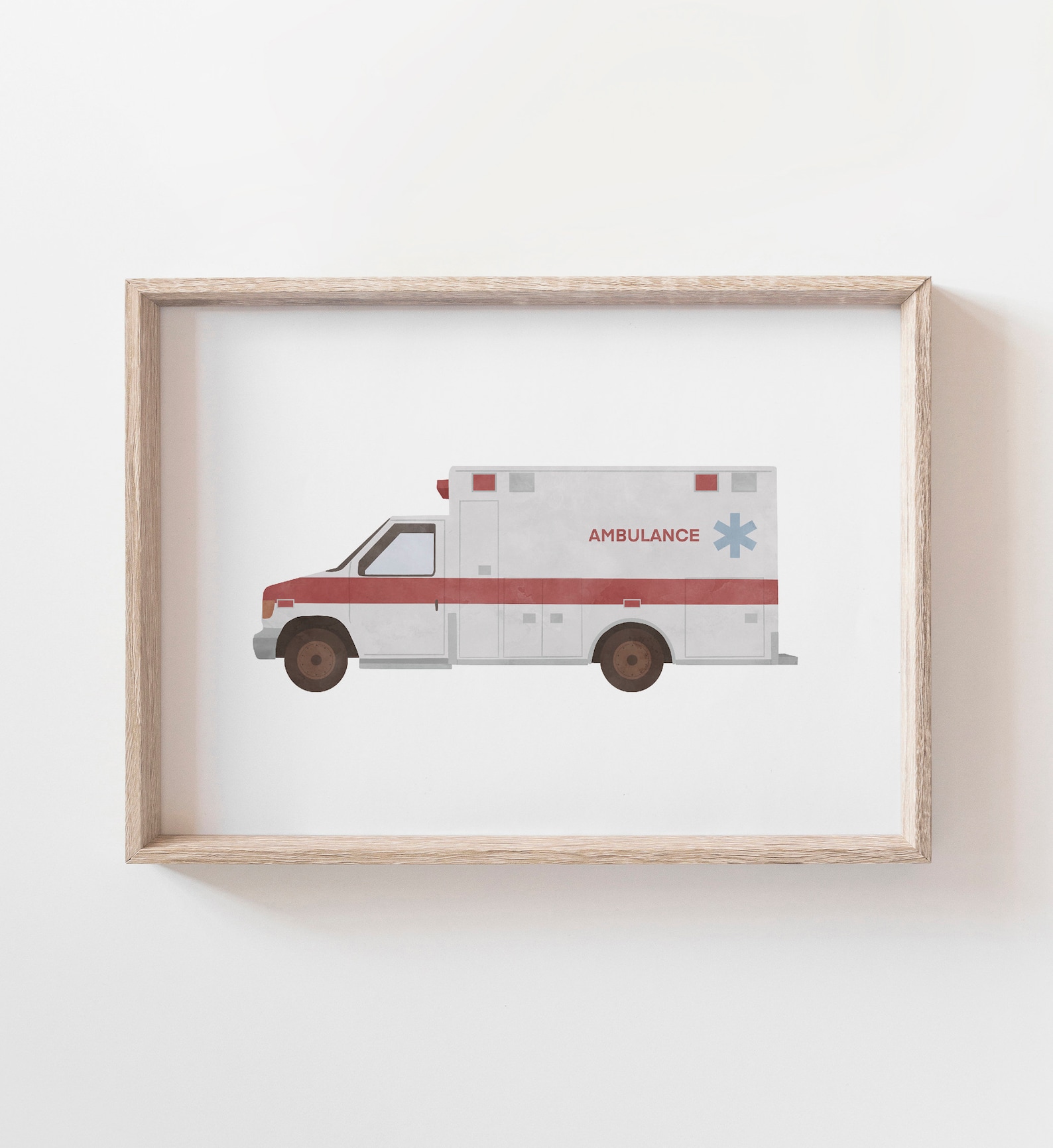 Ambulance Print, Printable Ambulance Wall Art, Emergency Vehicle Kids ...