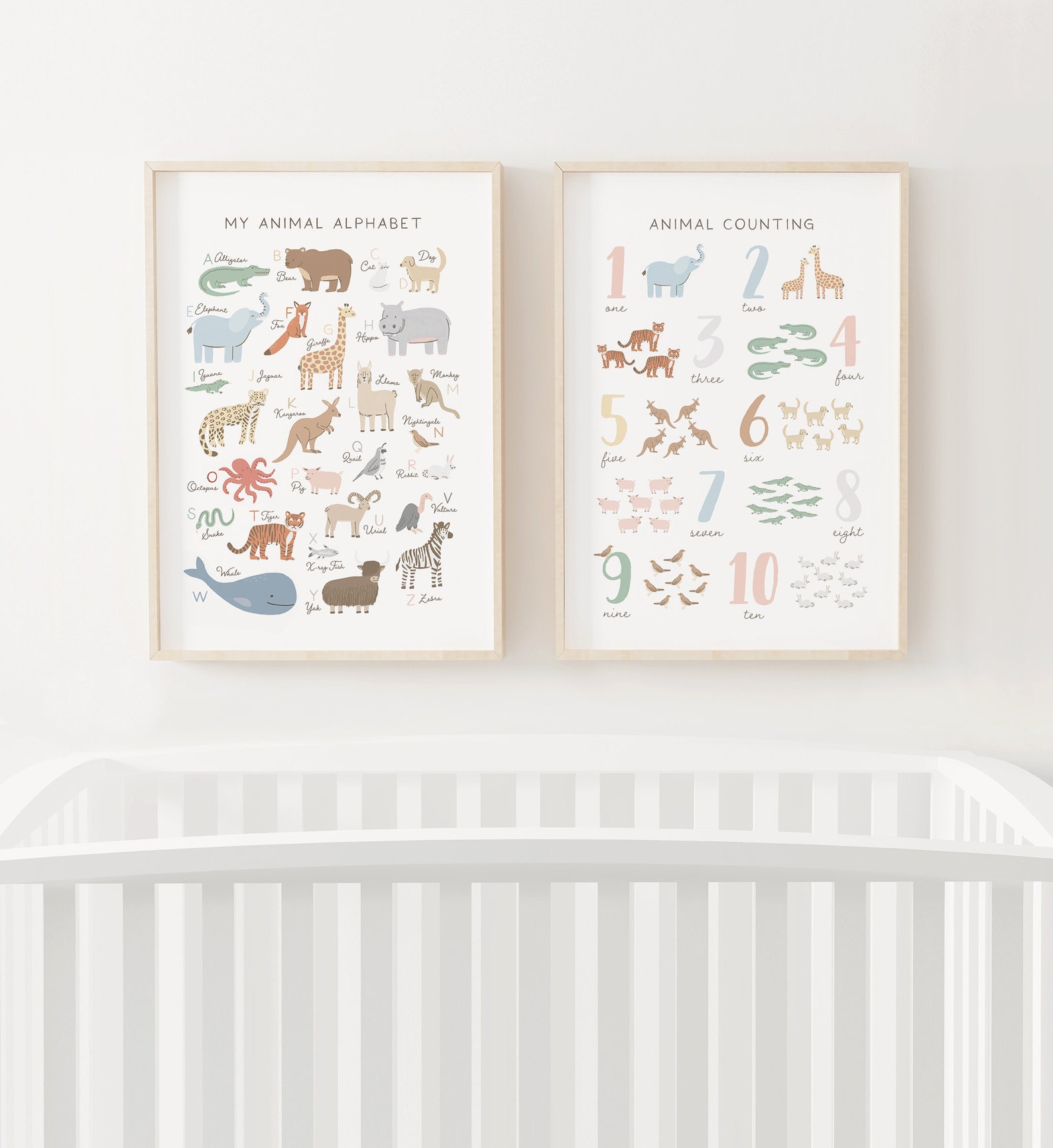 Rainbow Animal Alphabet and Numbers Prints PRINTABLE Wall | Etsy