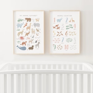 Rainbow Animal Alphabet and Numbers Prints, PRINTABLE Wall Art, ABC ...