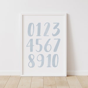 Light Blue Alphabet and Numbers Set of 2 Prints, Printable Educational ...