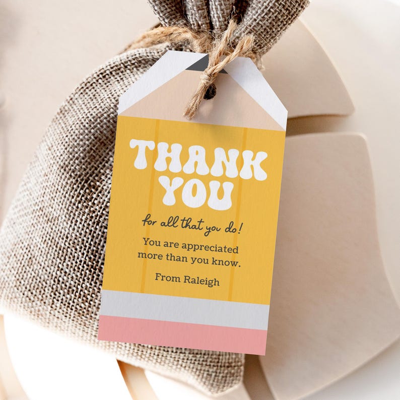 Teacher Appreciation Week Tag Template, Editable Pencil Teacher Gift ...