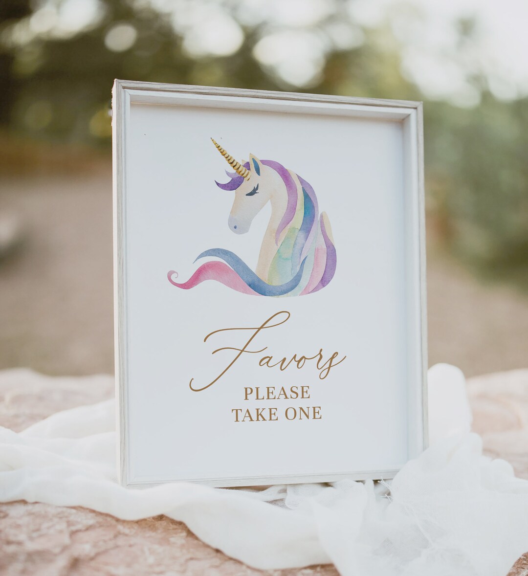 Rainbow Unicorn Favors Sign, Printable Pastel Unicorn Girl Birthday ...