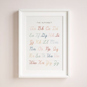 Rainbow Cursive Alphabet Poster, Handwriting Chart Print, Educational ...