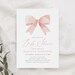 Pink Bow Girl Baby Shower Invitation Template, Watercolor Bow Baby ...